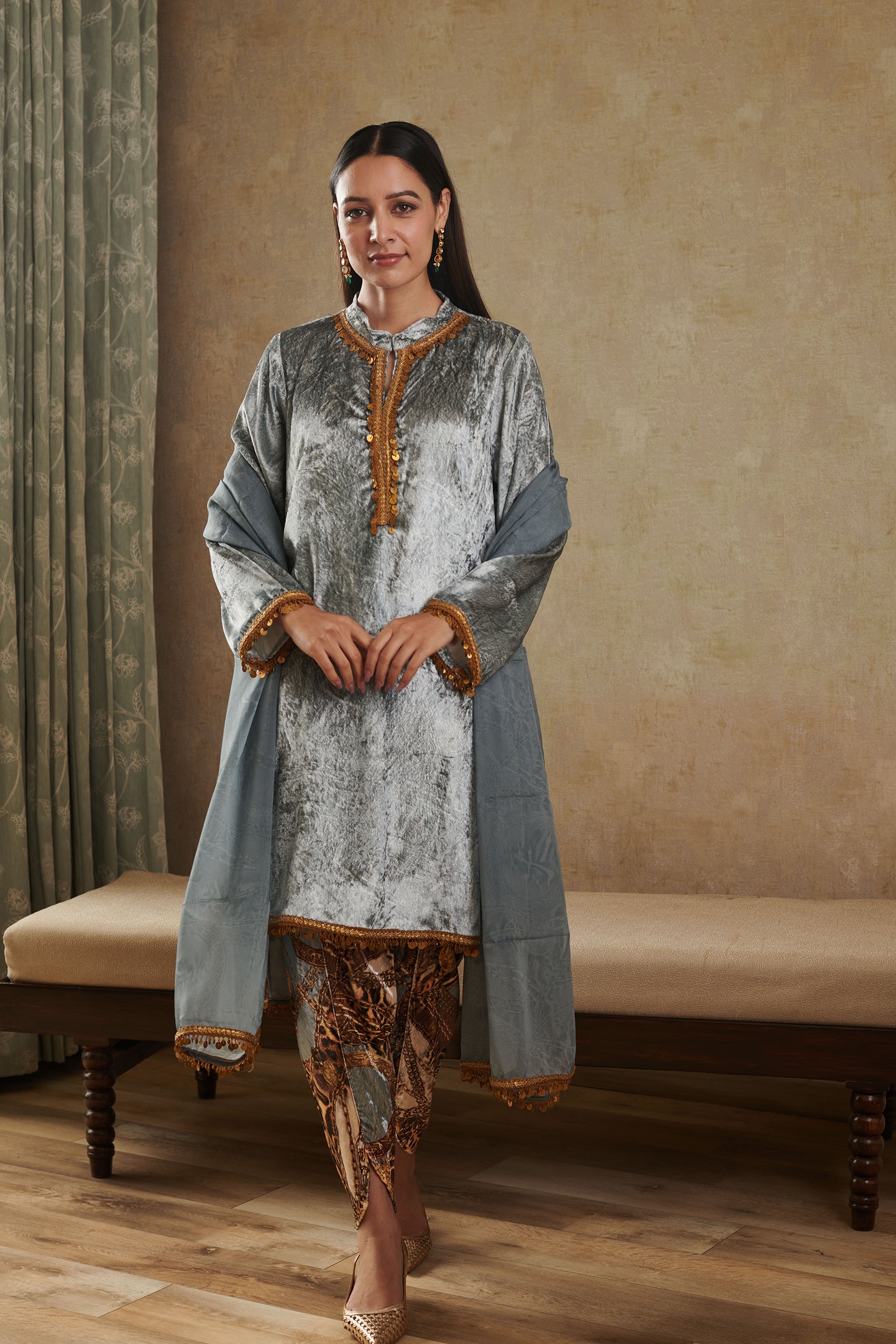 Velvet co-ord set with a dupatta